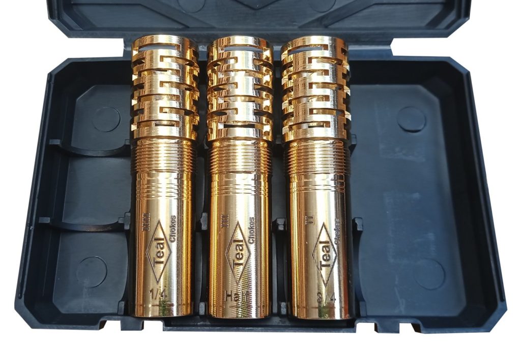 3 x Gold Super Extended Slit Ported Chokes 51mm Mobil 12g - Teal Chokes